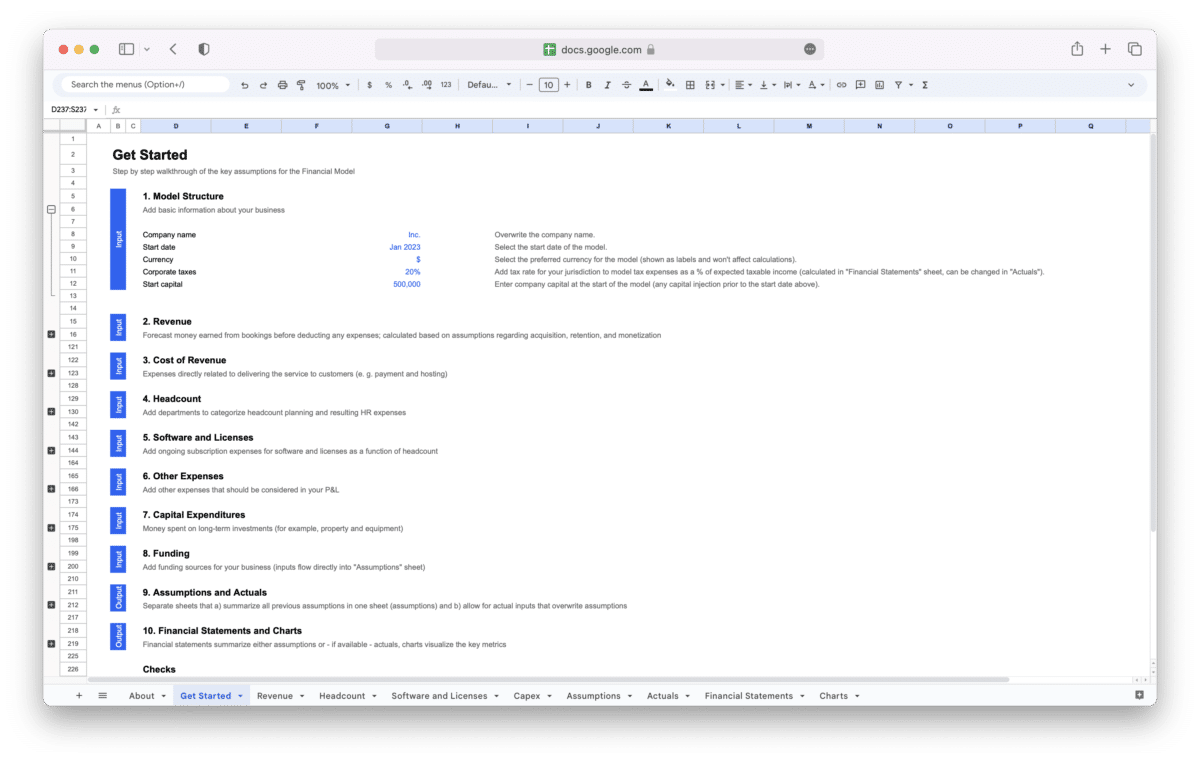 SaaS Financial Model Template (2025) - 10XSheets