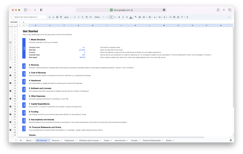 SaaS Financial Model Template (2025) - 10XSheets