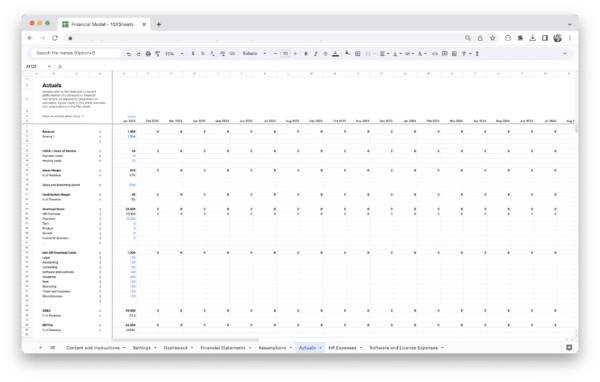 Standard Financial Model Template (2025) - 10XSheets