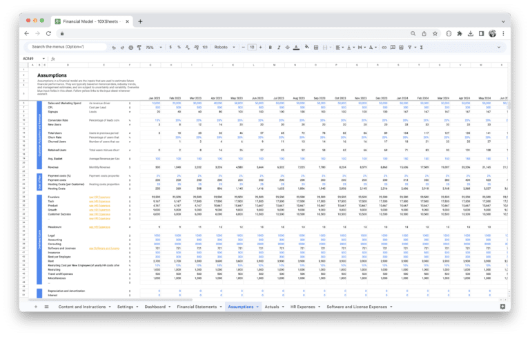 Standard Financial Model Template (2025) - 10XSheets