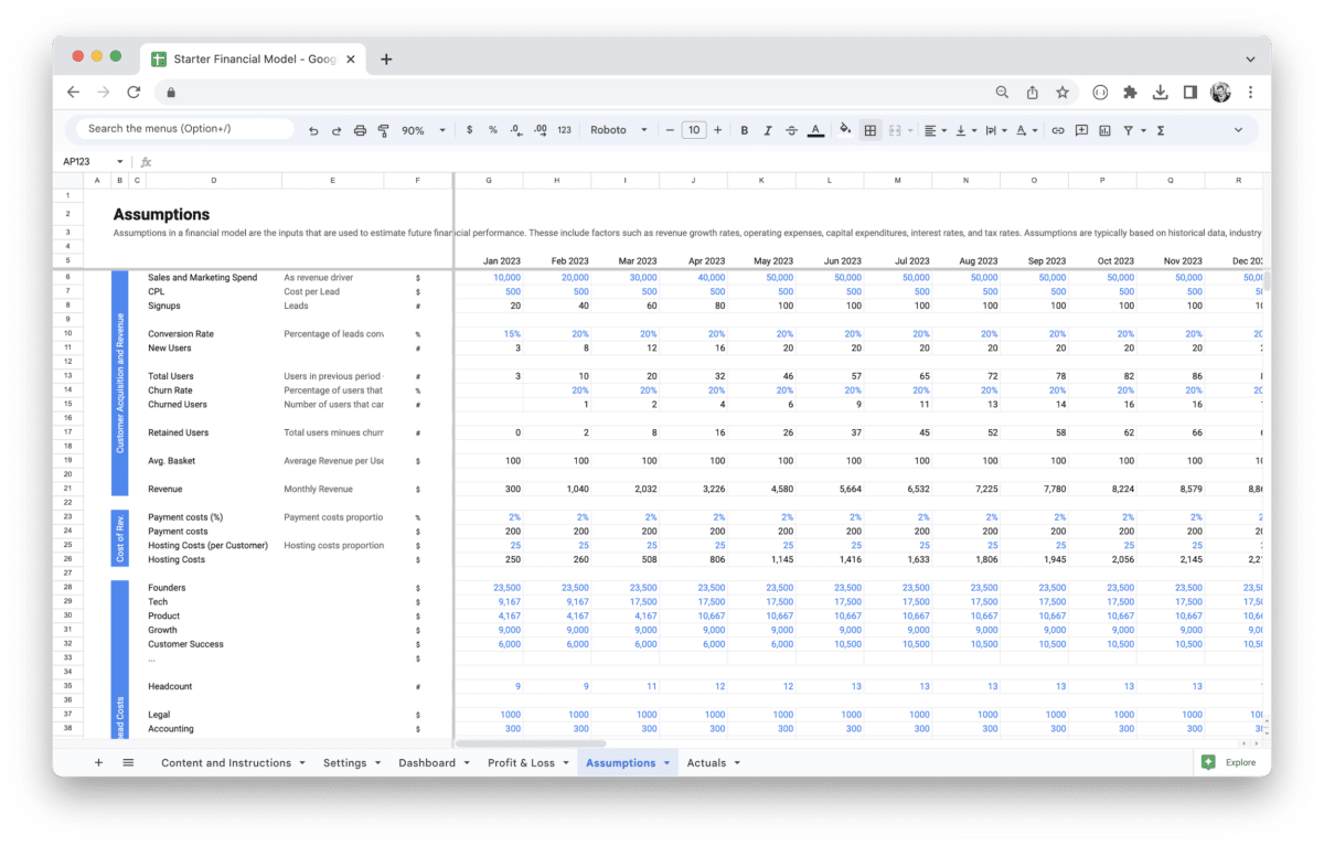 Startup Financial Model Template (2025) - 10XSheets