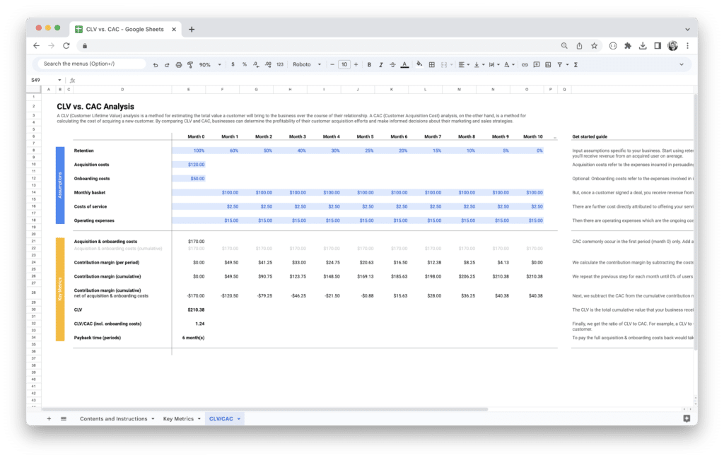 CLV vs. CAC Analysis Template (2025) - 10XSheets CLV vs. CAC Analysis Template (2025) - 10XSheets
