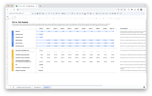 CLV vs. CAC Analysis Template (2025) - 10XSheets