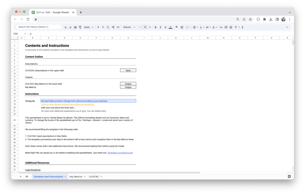 CLV vs. CAC Analysis Template (2025) - 10XSheets