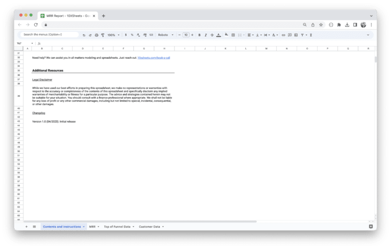 MRR Dashboard Template (2025) - 10XSheets