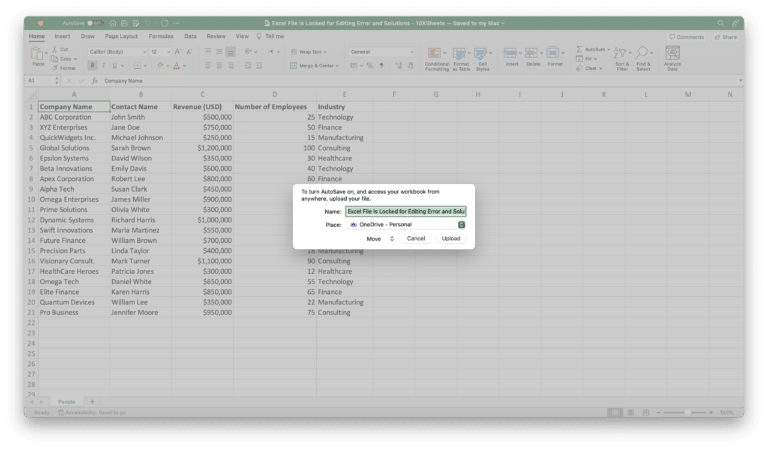 "Excel File Is Locked for Editing" Error and Solutions - 10XSheets