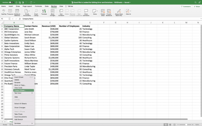"Excel File Is Locked for Editing" Error and Solutions - 10XSheets