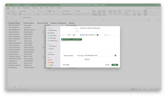 "Excel File Is Locked for Editing" Error and Solutions - 10XSheets