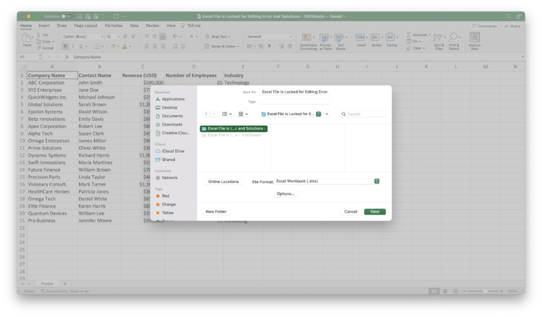 "Excel File Is Locked for Editing" Error and Solutions - 10XSheets