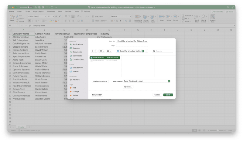 "Excel File Is Locked for Editing" Error and Solutions - 10XSheets