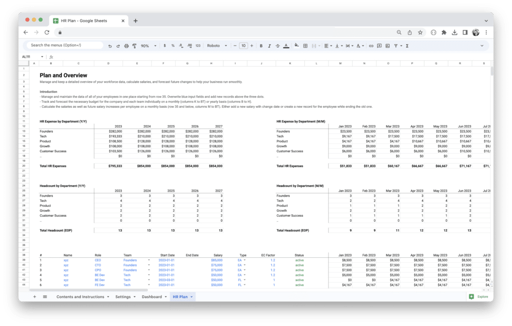 Workforce Planning Tool Template (2025) - 10XSheets