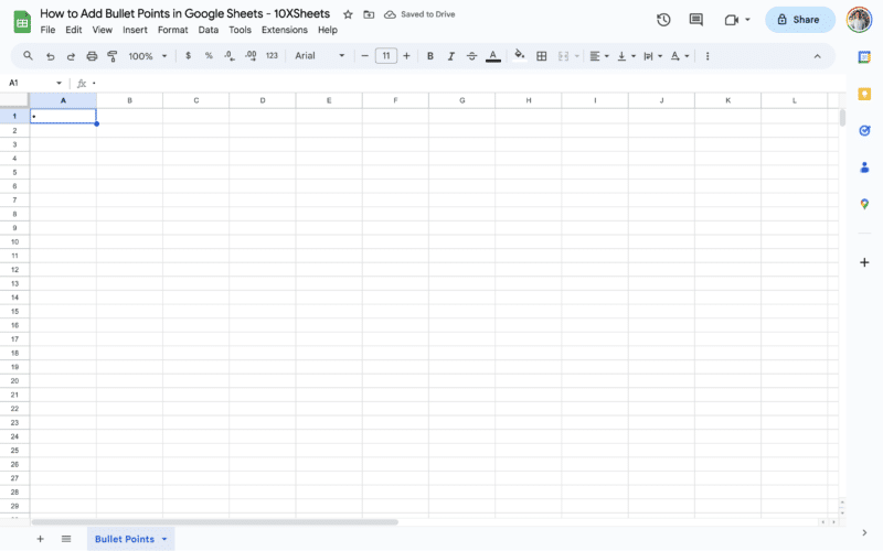 How to Add Bullet Points in Google Sheets (4 Easy Methods) - 10XSheets