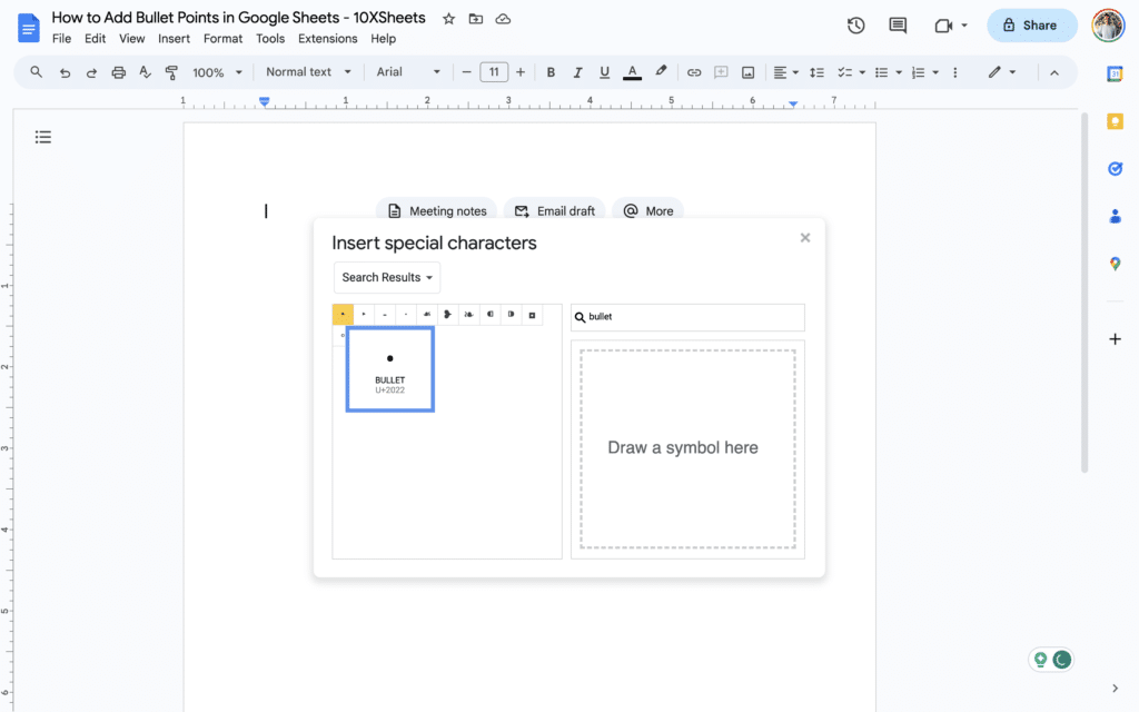How to Add Bullet Points in Google Sheets (4 Easy Methods) - 10XSheets
