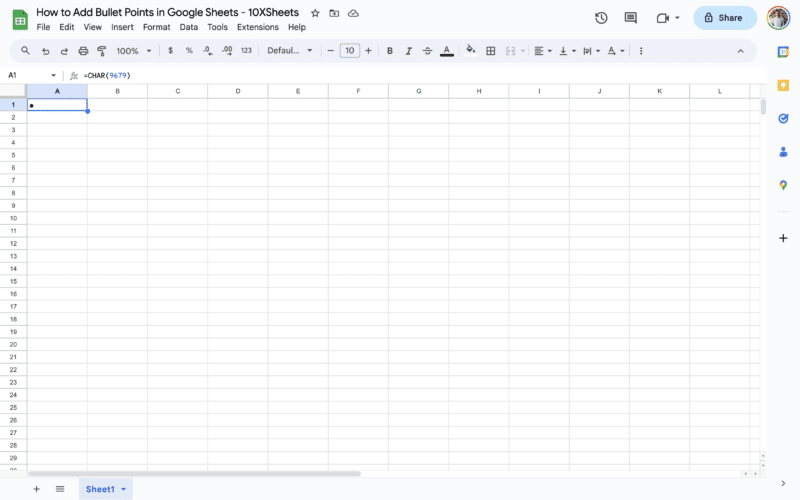 How to Add Bullet Points in Google Sheets (4 Easy Methods) - 10XSheets
