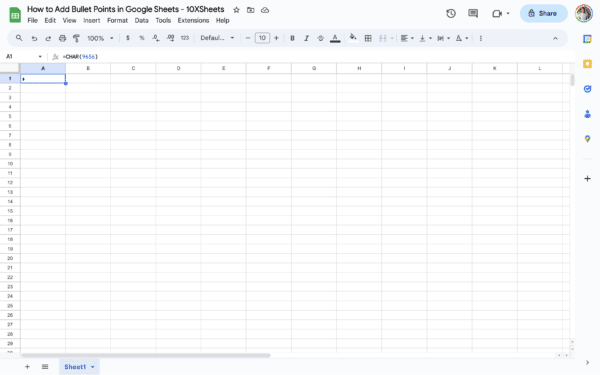 How to Add Bullet Points in Google Sheets (4 Easy Methods) - 10XSheets