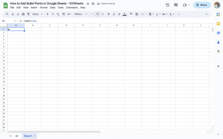 How to Add Bullet Points in Google Sheets (4 Easy Methods) - 10XSheets