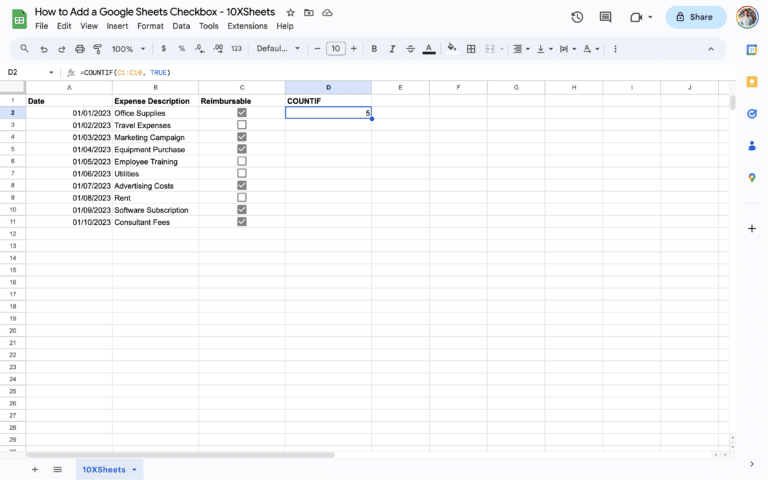 How to Add a Google Sheets Checkbox? (2025 Guide) - 10XSheets