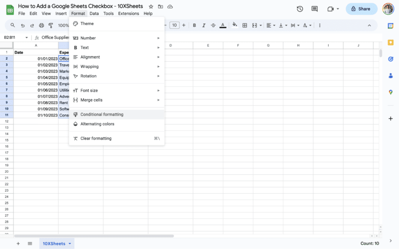 How to Add a Google Sheets Checkbox? (2025 Guide) - 10XSheets