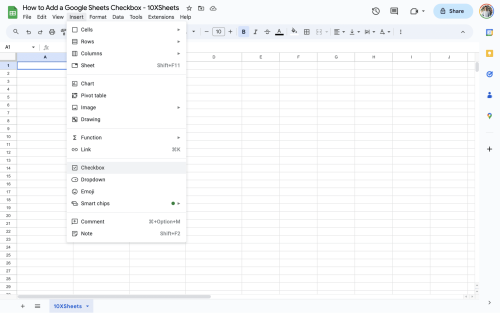 How to Add a Google Sheets Checkbox? (2025 Guide) - 10XSheets