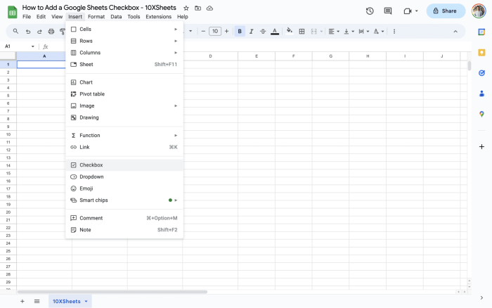 How to Add a Google Sheets Checkbox? (2025 Guide) - 10XSheets
