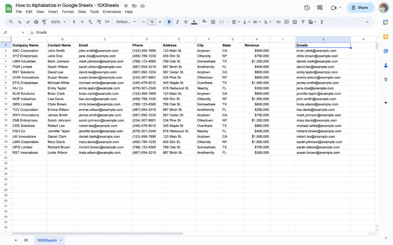 How to Alphabetize in Google Sheets (2025 Guide) - 10XSheets