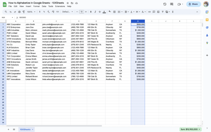 How to Alphabetize in Google Sheets (2025 Guide) - 10XSheets