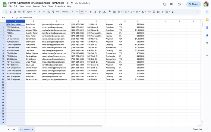 How to Alphabetize in Google Sheets (2025 Guide) - 10XSheets