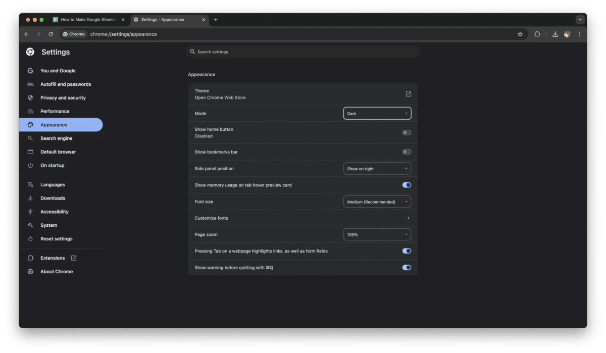 How to Make Google Sheets Dark Mode? 2025 Guide - 10XSheets