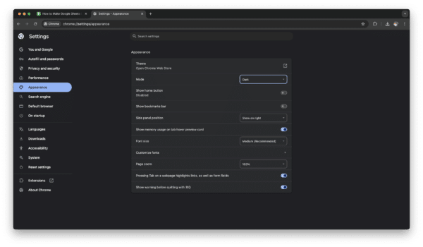 How to Make Google Sheets Dark Mode? 2025 Guide - 10XSheets