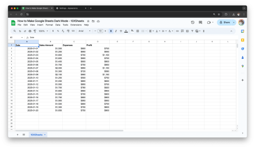 How to Make Google Sheets Dark Mode? 2025 Guide - 10XSheets