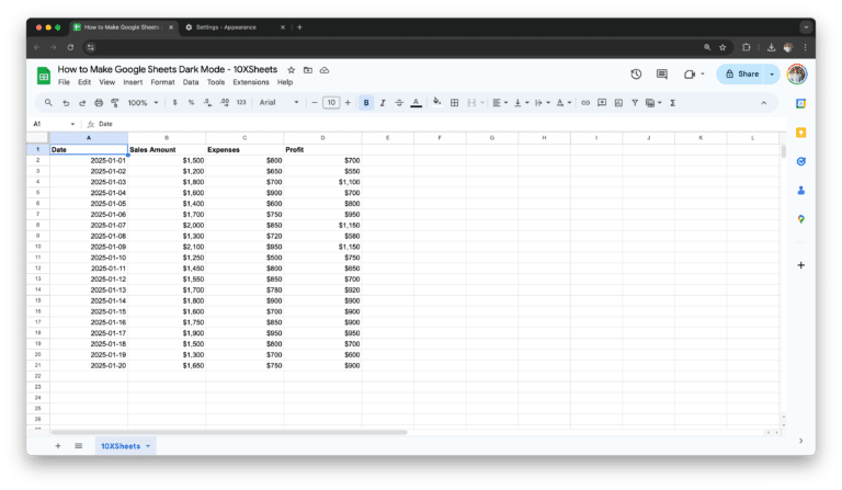 How to Make Google Sheets Dark Mode? 2025 Guide - 10XSheets