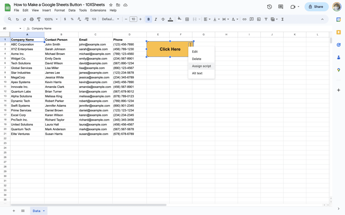 How to Make a Google Sheets Button (Step-by-Step Guide) - 10XSheets