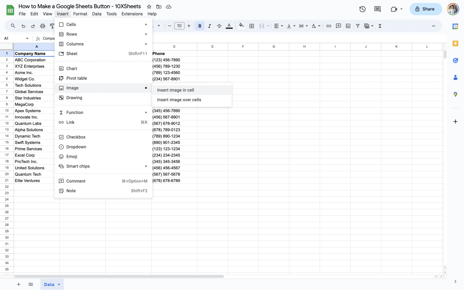 How to Make a Google Sheets Button (Step-by-Step Guide) - 10XSheets