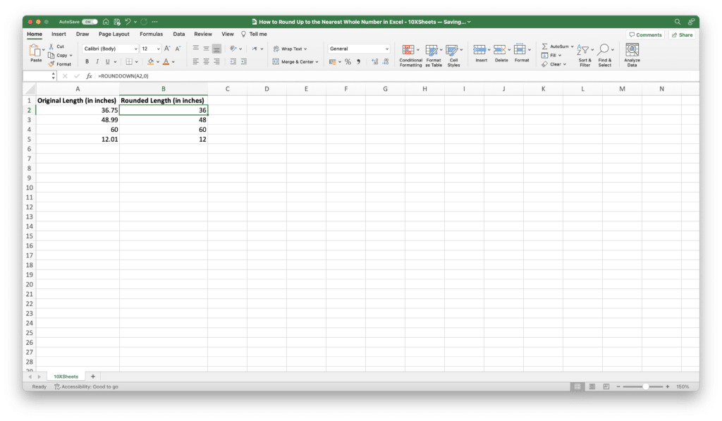 How to Round Up to the Nearest Whole Number in Excel? - 10XSheets