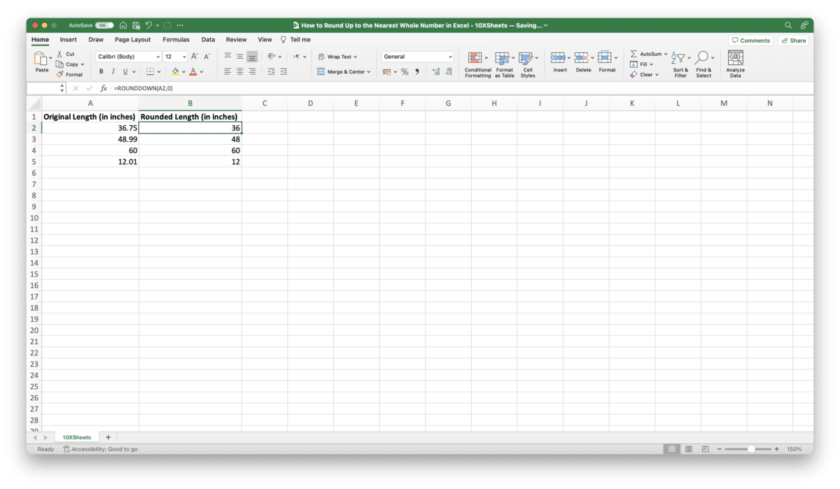 How to Round Up to the Nearest Whole Number in Excel? - 10XSheets