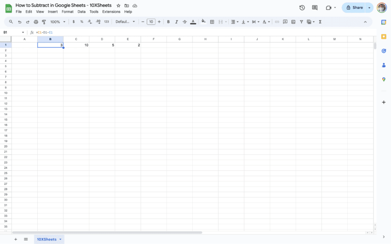 How to Subtract in Google Sheets? Multiple Cells and Columns - 10XSheets