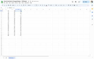 How to Subtract in Google Sheets? Multiple Cells and Columns - 10XSheets