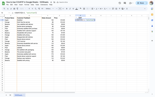 How to Use COUNTIF in Google Sheets (With Multiple Criteria) - 10XSheets