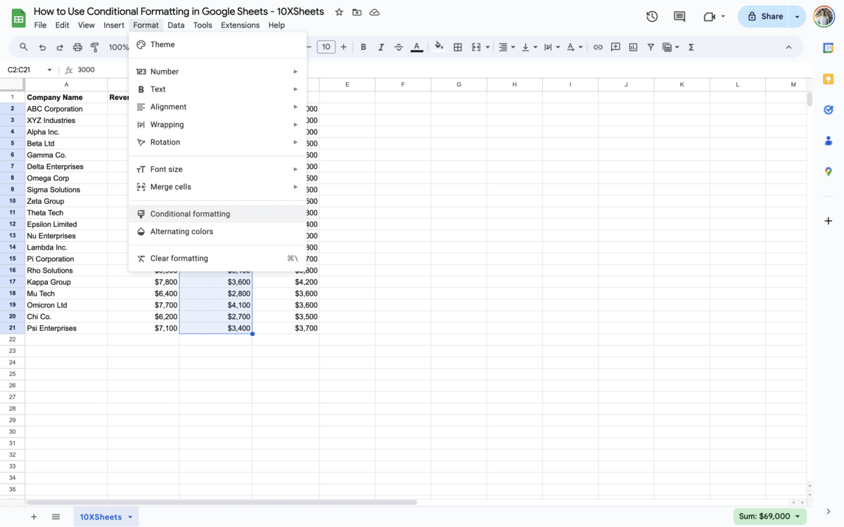 How to Use Conditional Formatting in Google Sheets (2025 Guide) - 10XSheets