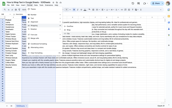 How to Wrap Text in Google Sheets: Step-By-Step Guide - 10XSheets