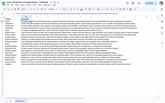How to Wrap Text in Google Sheets: Step-By-Step Guide - 10XSheets