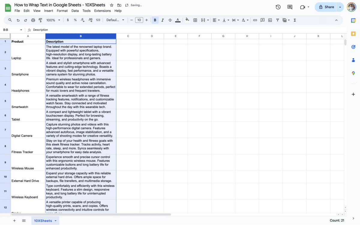 How to Wrap Text in Google Sheets: Step-By-Step Guide - 10XSheets