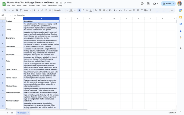 How to Wrap Text in Google Sheets: Step-By-Step Guide - 10XSheets
