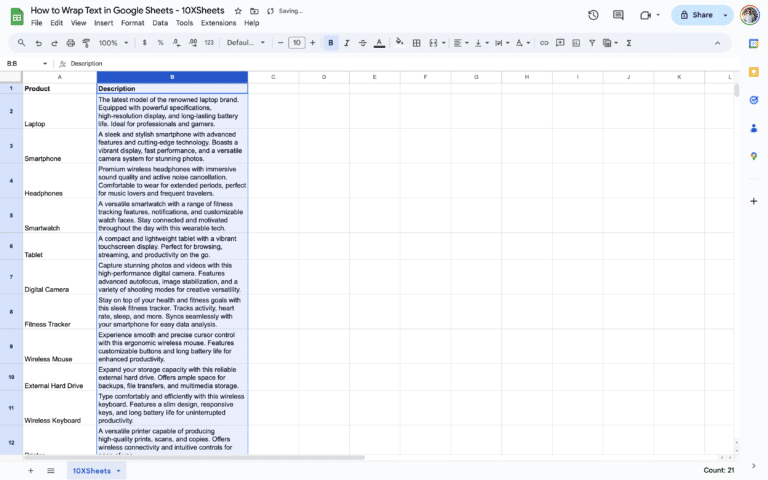 How to Wrap Text in Google Sheets: Step-By-Step Guide - 10XSheets
