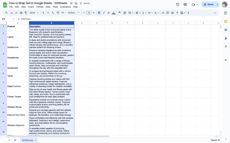 How to Wrap Text in Google Sheets: Step-By-Step Guide - 10XSheets