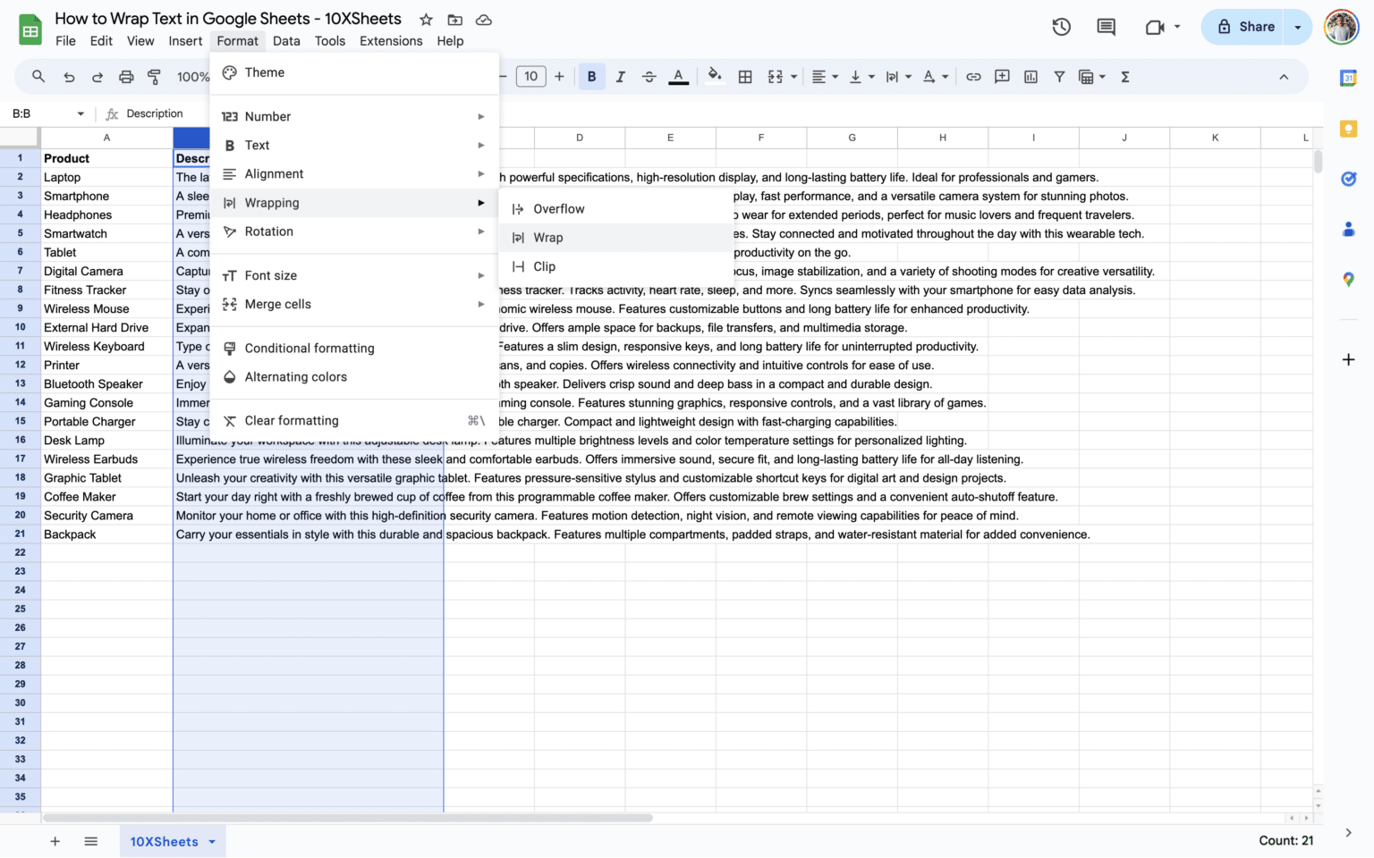 How to Wrap Text in Google Sheets: Step-By-Step Guide - 10XSheets