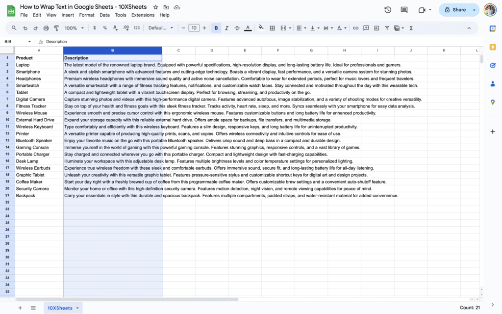 How to Wrap Text in Google Sheets: Step-By-Step Guide - 10XSheets