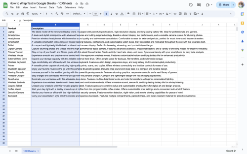 How to Wrap Text in Google Sheets: Step-By-Step Guide - 10XSheets