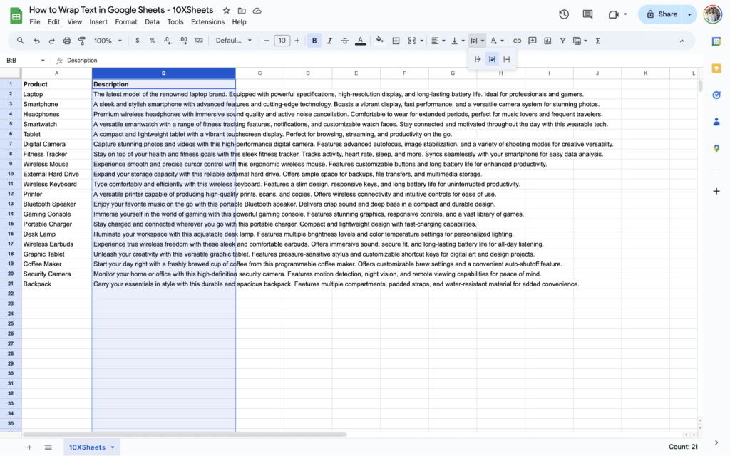 How to Wrap Text in Google Sheets: Step-By-Step Guide - 10XSheets