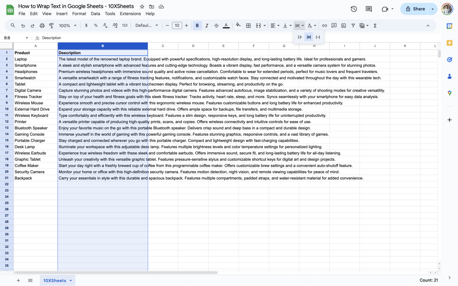 How to Wrap Text in Google Sheets: Step-By-Step Guide - 10XSheets